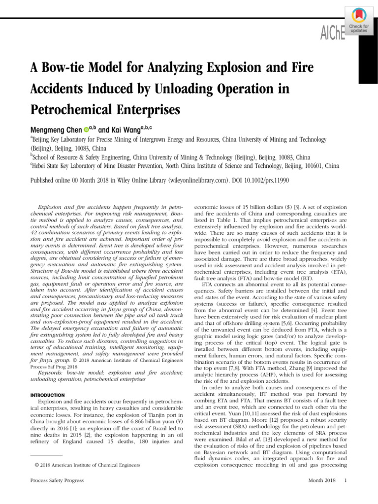 A Bow-Tie Model For Analyzing Explosion and Fire Accidents Induced by Unloading Operation in ...