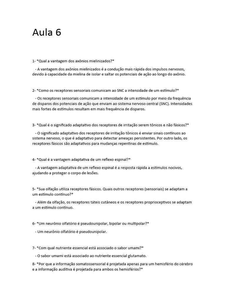 Fisiologia Aula 6 | PDF