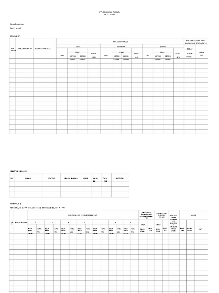 Formulir Food Account | PDF