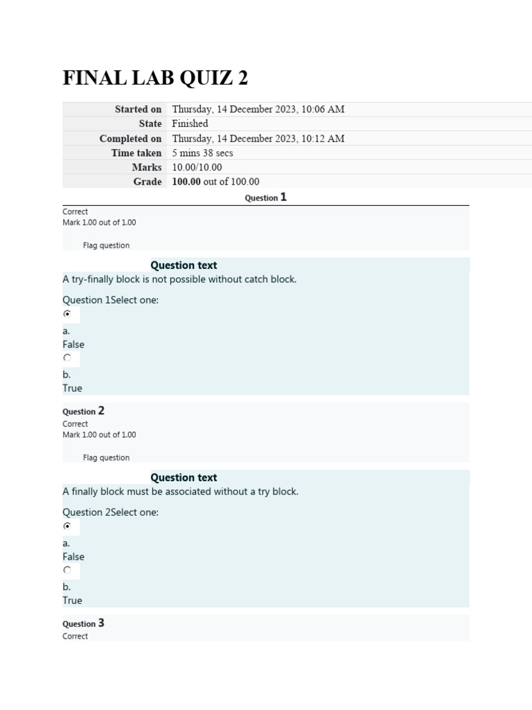 Oop Final Lab Quiz 2 | PDF | Software Engineering | Computer Programming