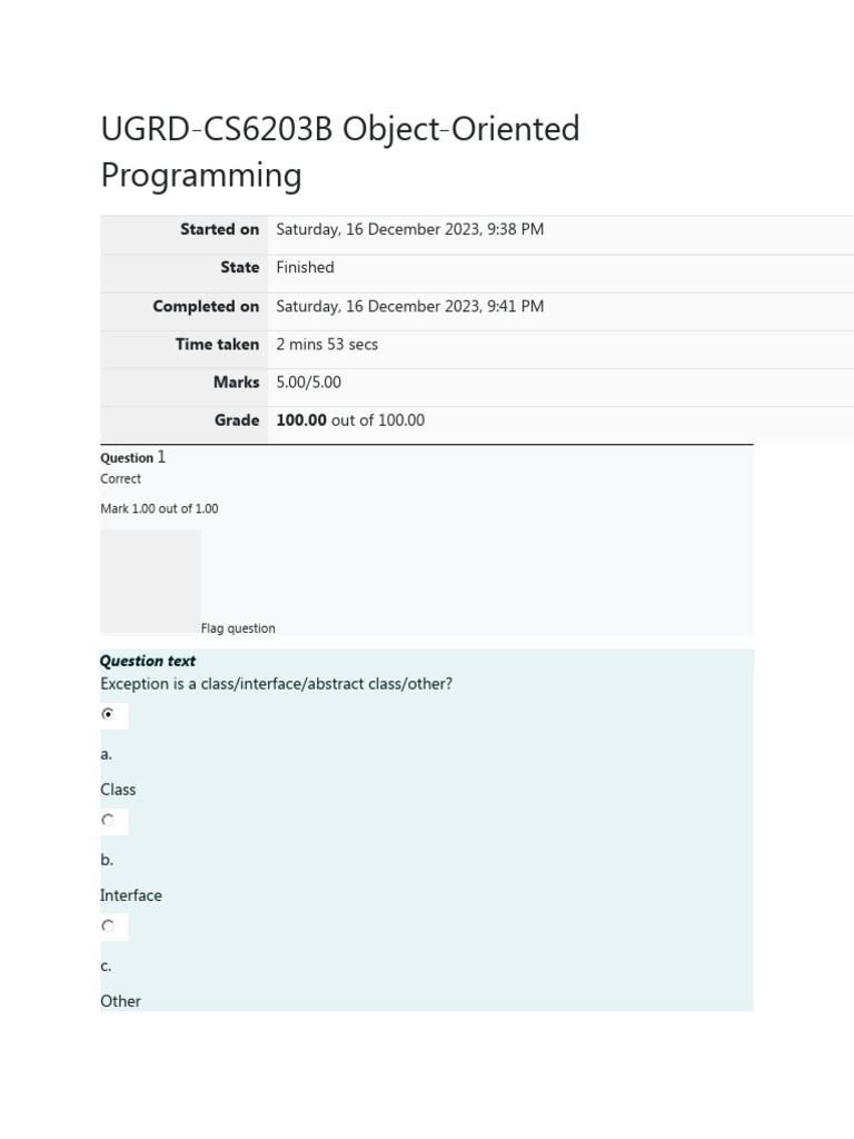 Java OOP Quiz for Students | PDF | Teaching Methods & Materials | Computers