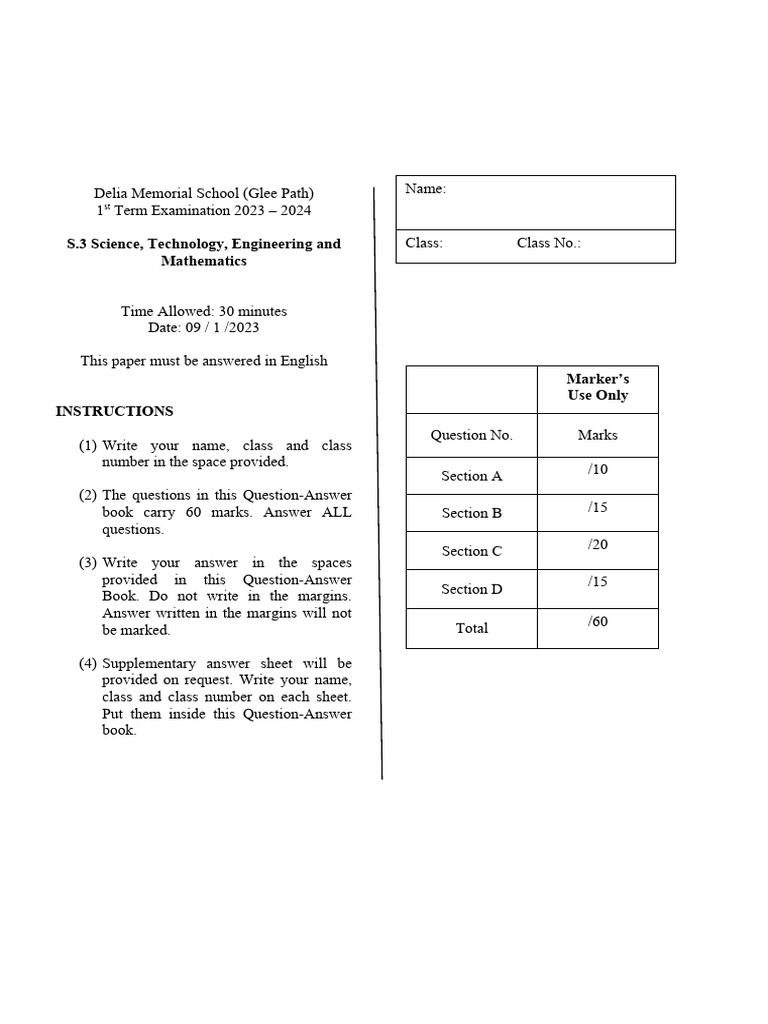 S3 - STEM 1st Term Exam 2324 - Solutions | PDF | Speech Recognition | Speech Synthesis