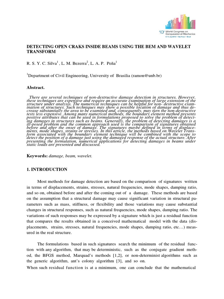 Detecting Open Craks Inside Beams Using The BEM and Wavelet Transform | PDF | Wavelet | Finite ...
