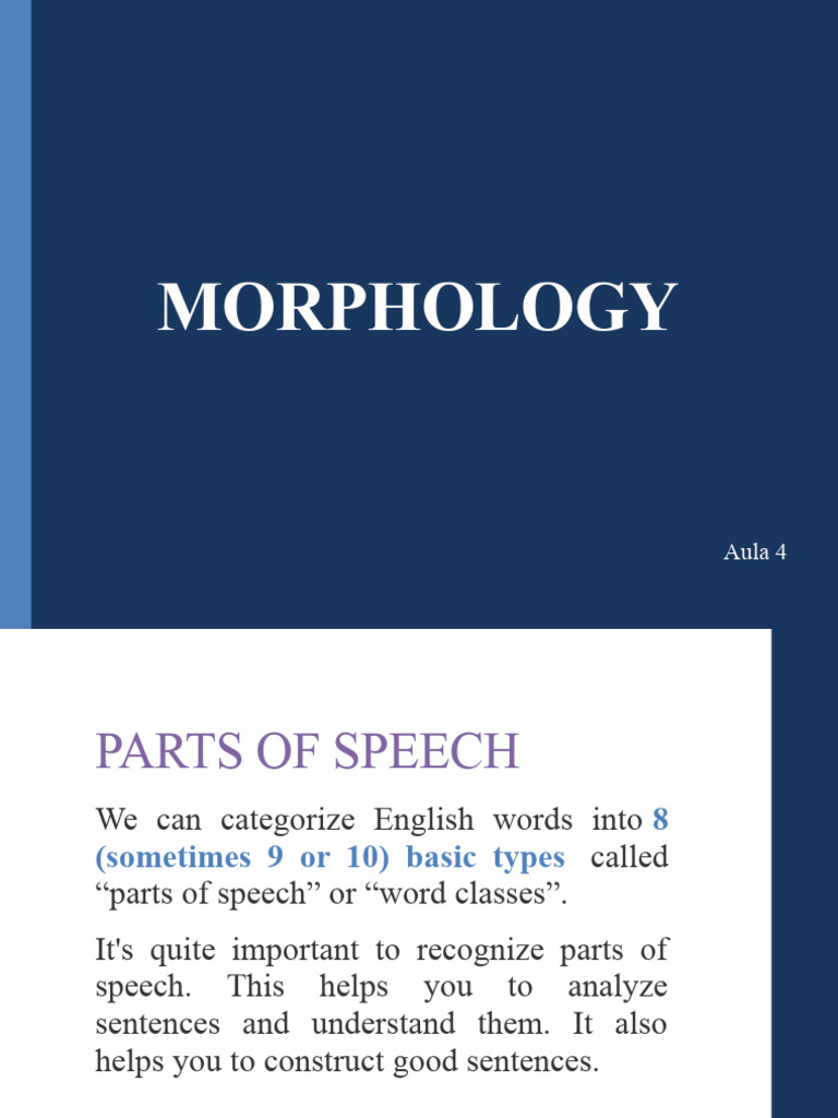Morphology Aula 4 Pdf Verb Part Of Speech