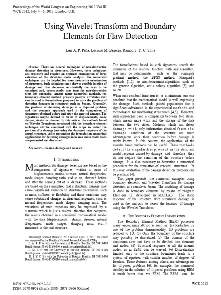 Using WT and BEM For Flaw Detection | Download Free PDF | Wavelet | Finite Element Method