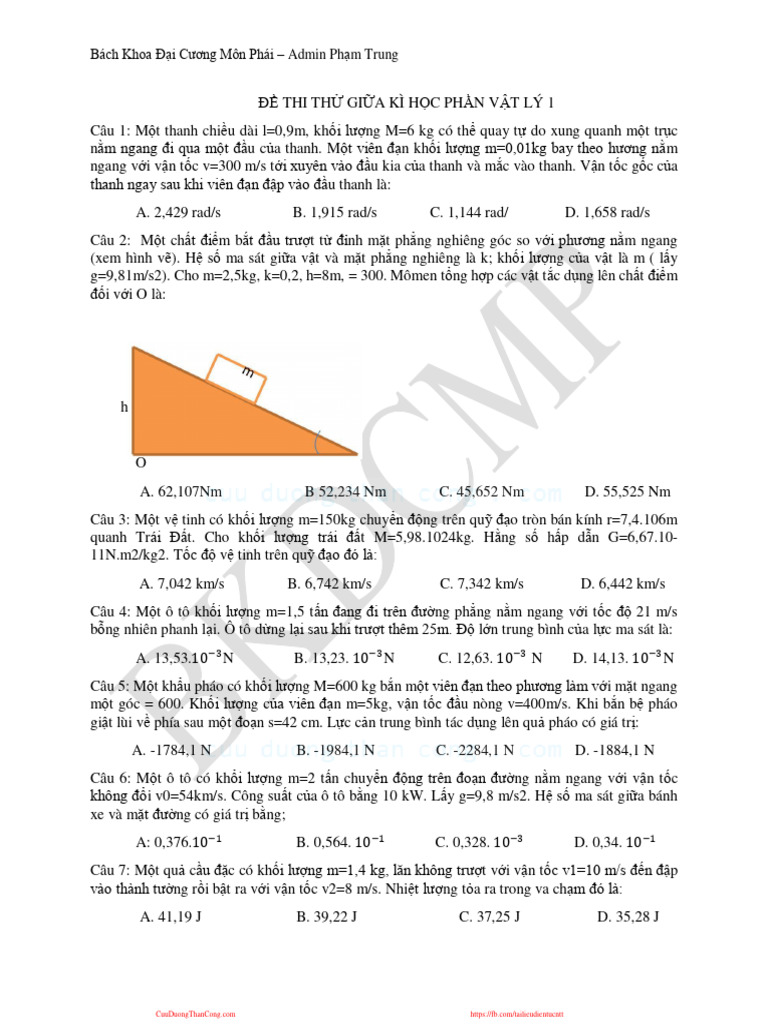 Vat Ly Dai Cuong Do Ngoc Uan de Thi Thu PDF (Cuuduongthancong - Com) | PDF