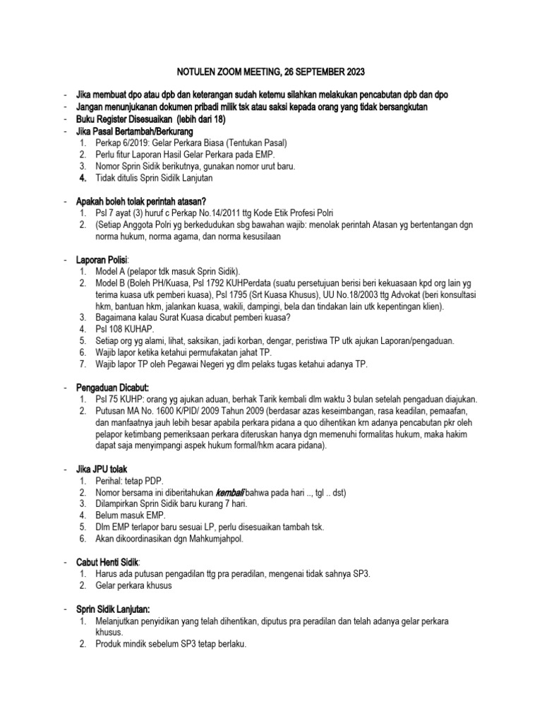 Notulen Zoom Meeting | PDF