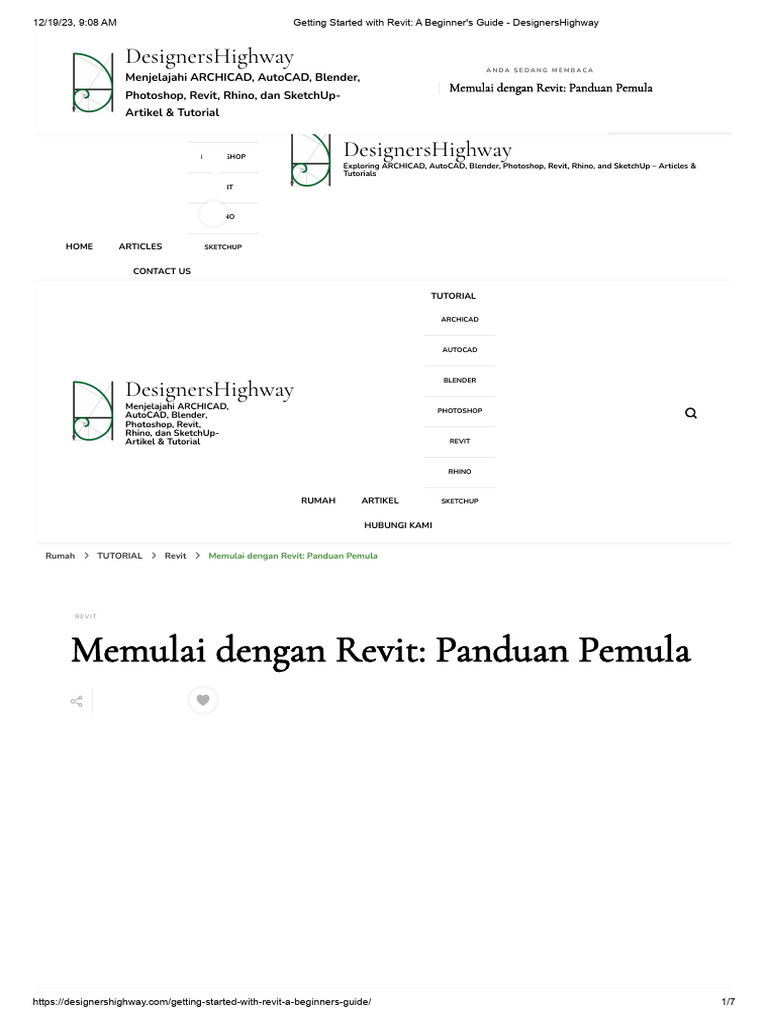 Getting Started With Revit - A Beginner's Guide - Design1 | PDF | Seni ...