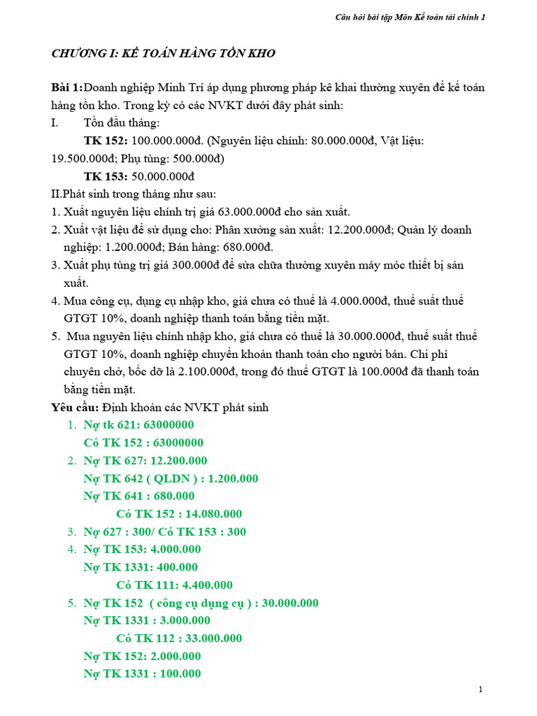 Bai Tap kttc1.t8.2020 CLC | PDF