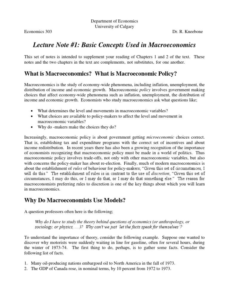 Lecture Note - 1, Basic Concepts - 1 | PDF | Economic Equilibrium ...