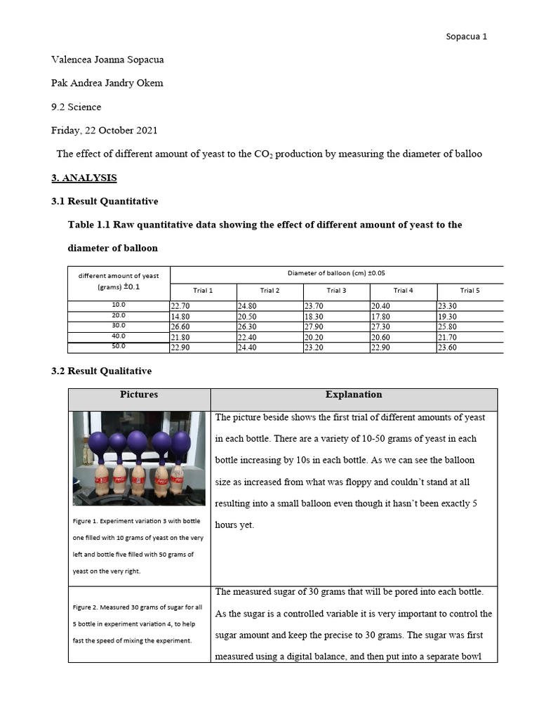 Yeast Amount Impact on CO2 Production | PDF | Coefficient Of ...