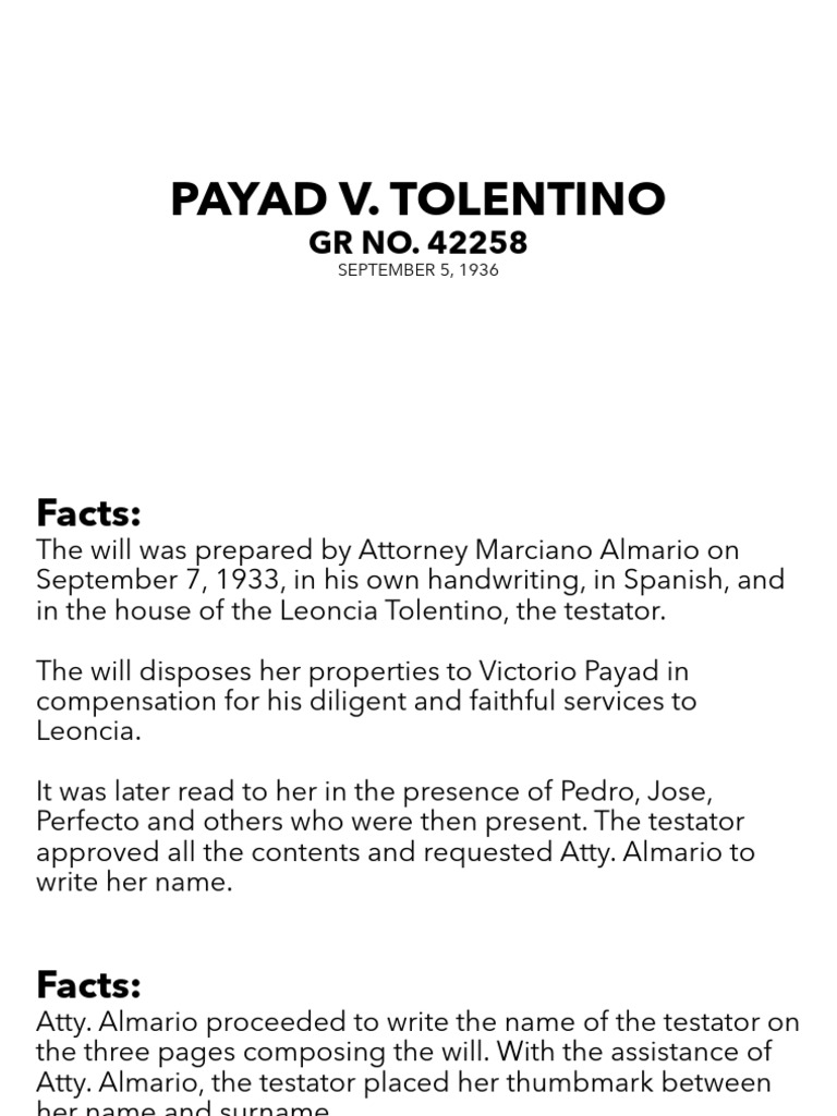 PAYAD V. TOLENTINO Presentation | PDF | History
