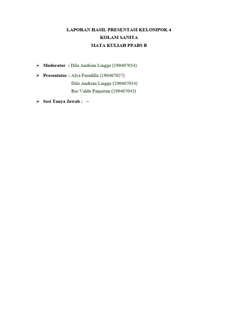 Laporan Hasil Presentasi Kelompok 4 | PDF