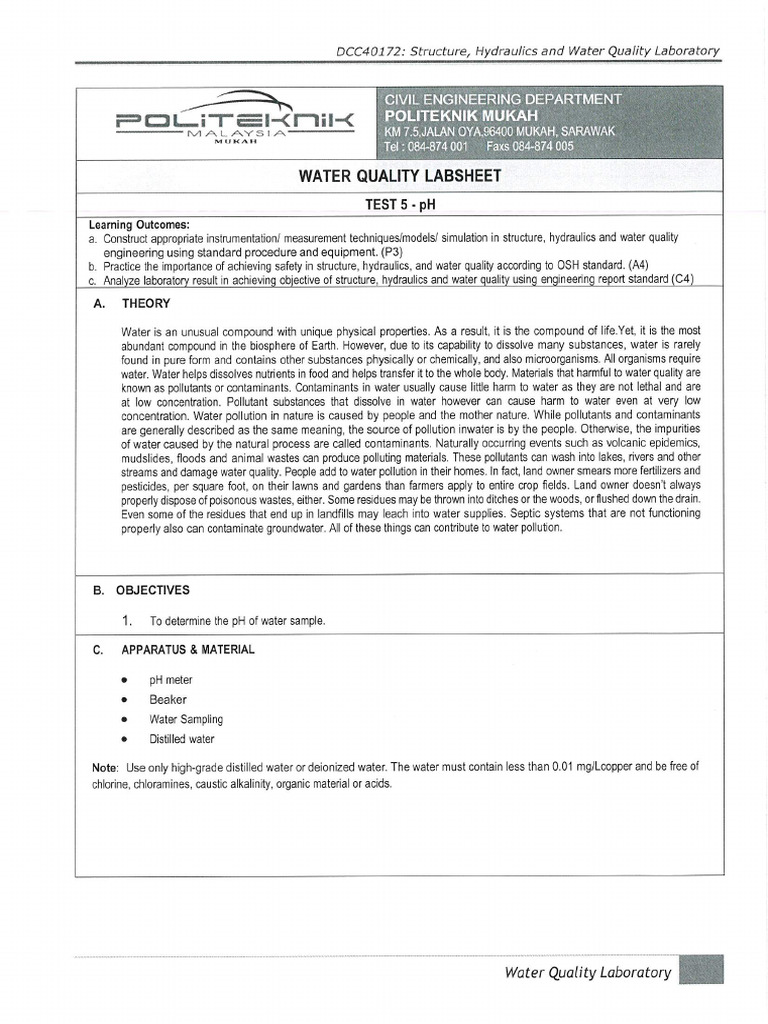 Lab Sheet PH test | PDF
