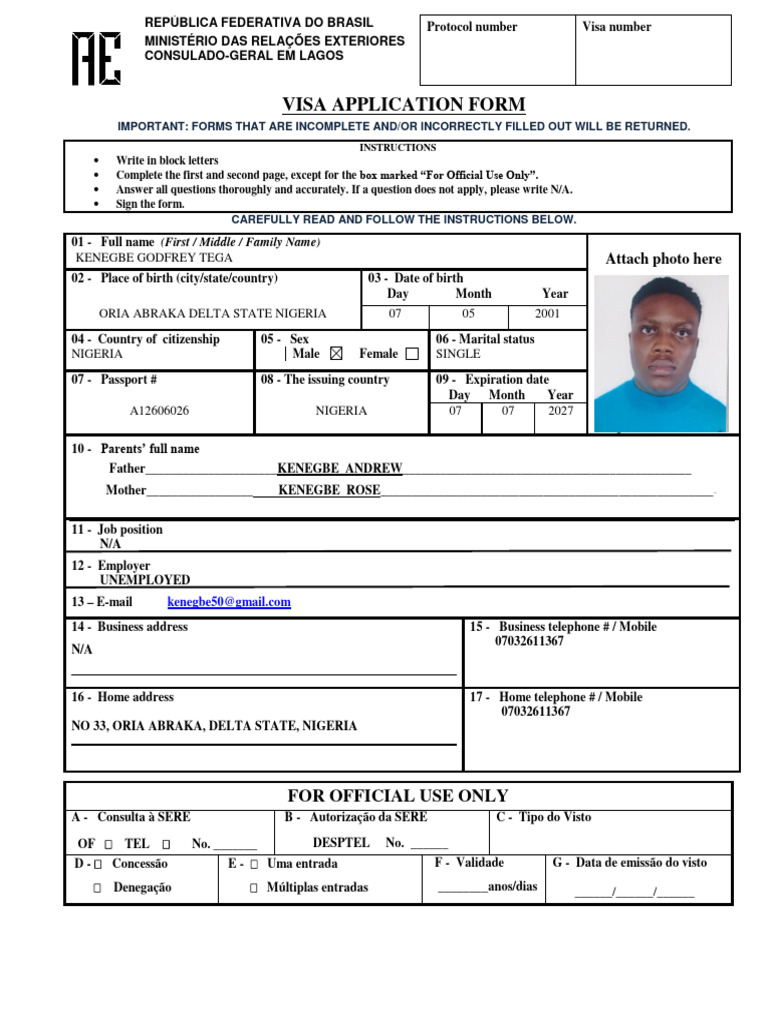 Manual Visa Application Form 2 | PDF | Cultural Globalization | International Law