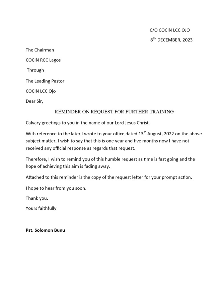 Letter of Reminder | PDF