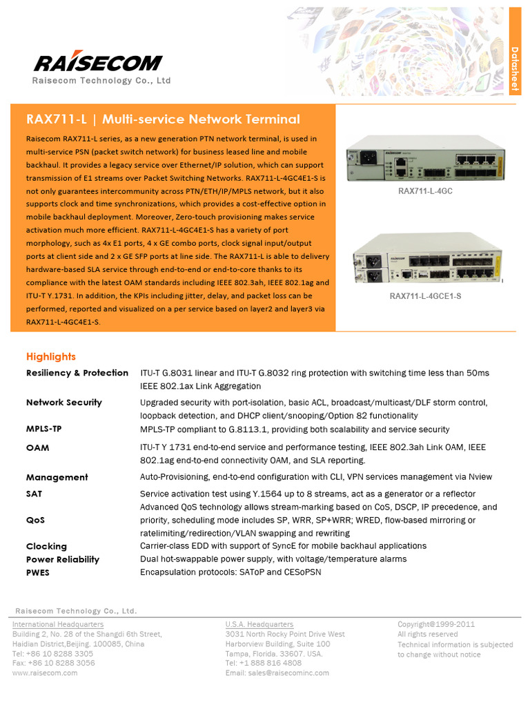 RC - Datasheet - RAX711 L V4 | PDF | Computer Network | Quality Of Service