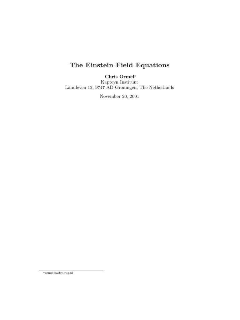 Einstein's Field Equations | PDF