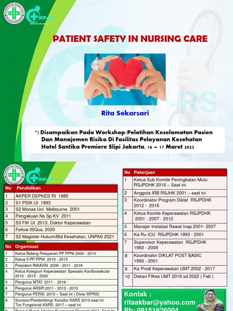 PATIENT SAFETY IN NURSING CARE - Rita - 2023 | PDF