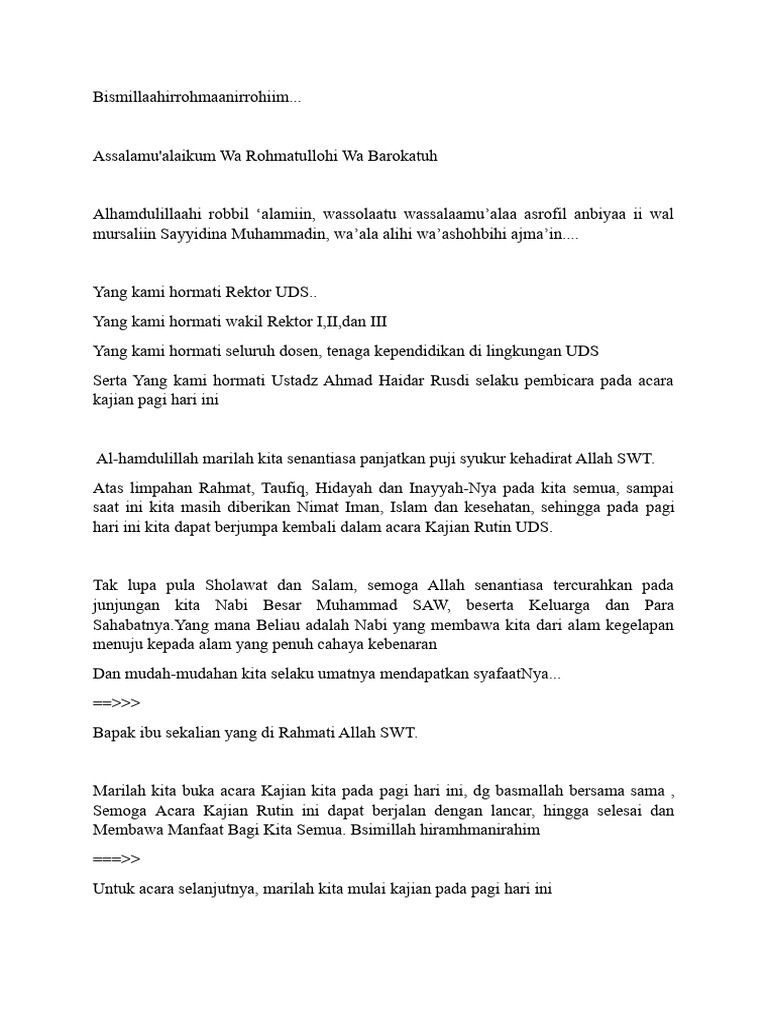 Teks Acara Kajian | PDF | Kesehatan Holistik