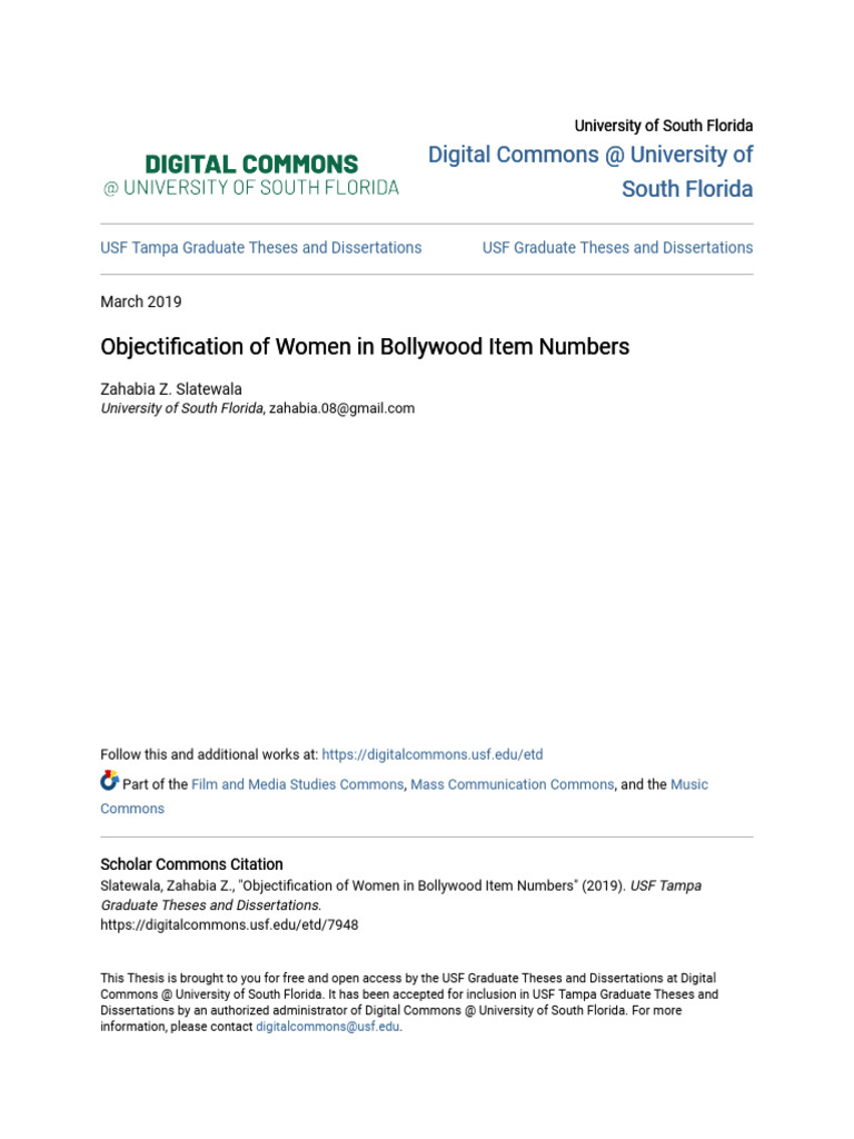 Objectification of Women in Bollywood Item Numbers | PDF | Thesis