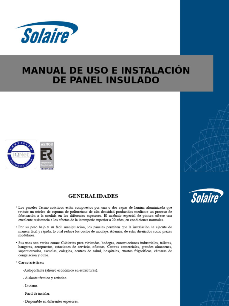 Manual de Instalación de Paneles Insulados | PDF | Aislamiento térmico ...