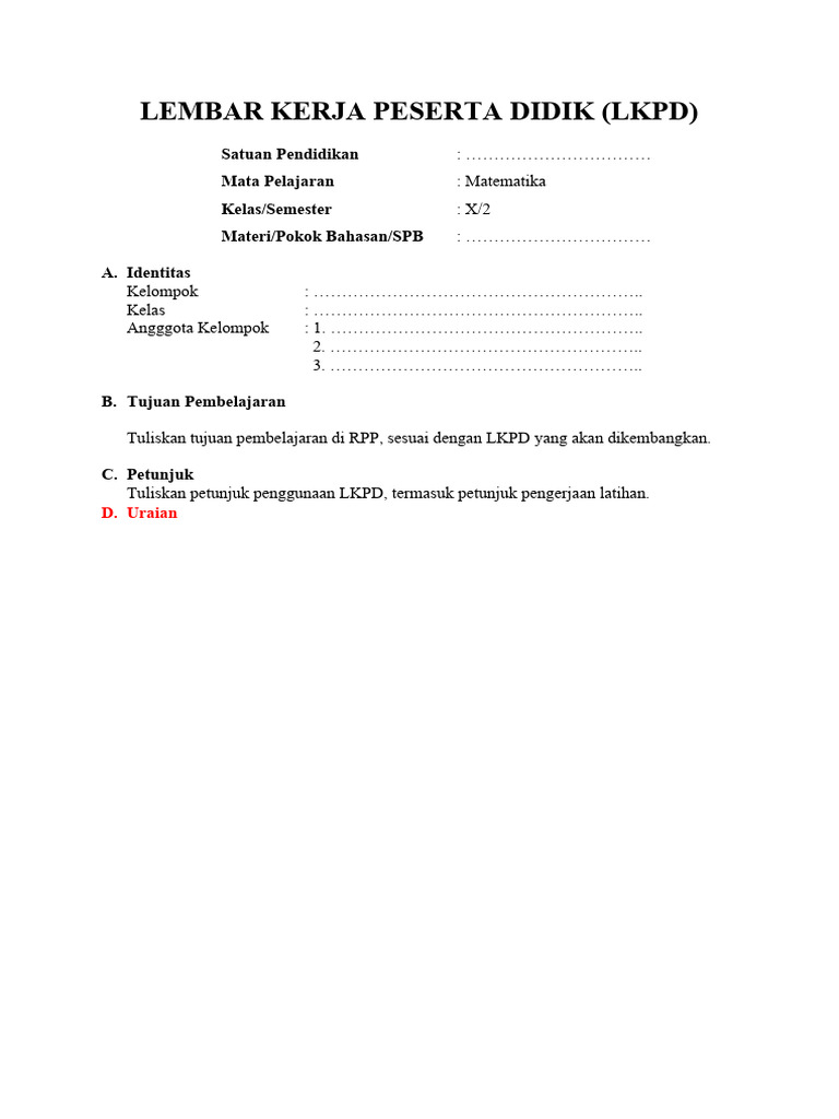 CONTOH LKPD Pertemuan pertama-ZA | PDF