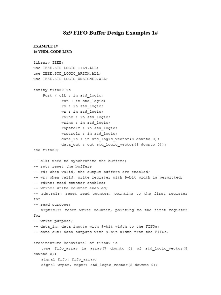 8x9 FIFO Buffer Design Examples 1 | PDF 8x9 FIFO Buffer Design Examples 1 | PDF