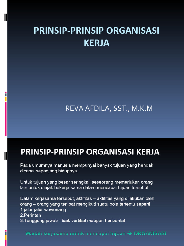 Prinsip Prinsip Organisasi Kerja | PDF | Karier & Perkembangan