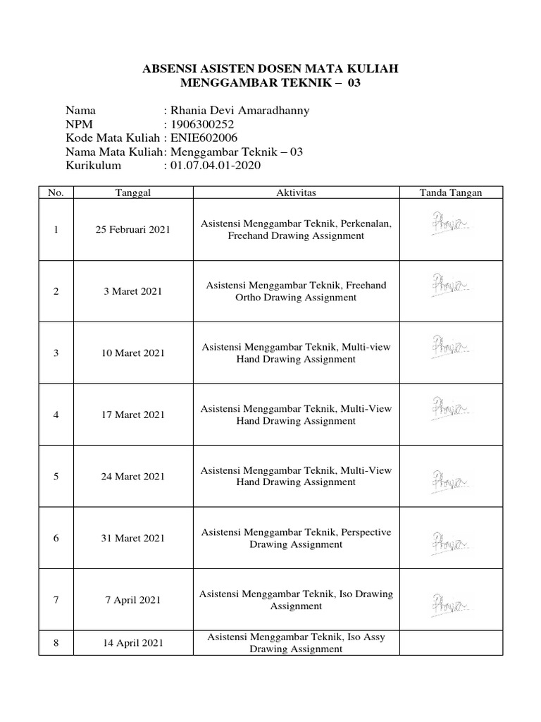 Absen Asistensi - Rhania Devi - GAMTEK03 | PDF