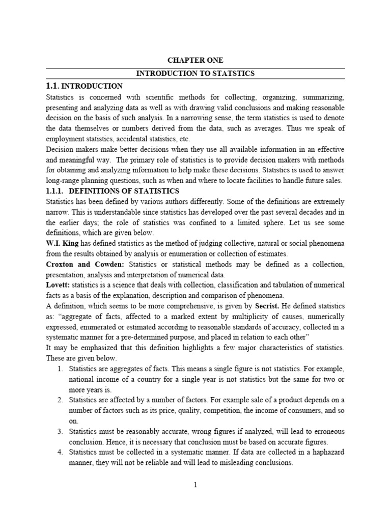 Chapter 1-1 | PDF | Statistics | Mean