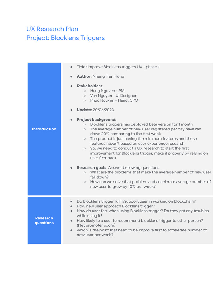 Bản sao của UX research plan template | PDF | User Experience ... Bản sao của UX research plan template | PDF | User Experience ...