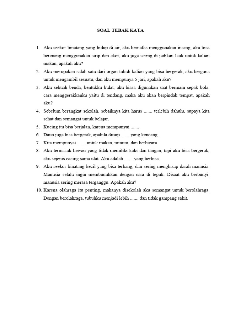Soal Tebak Kata File | PDF