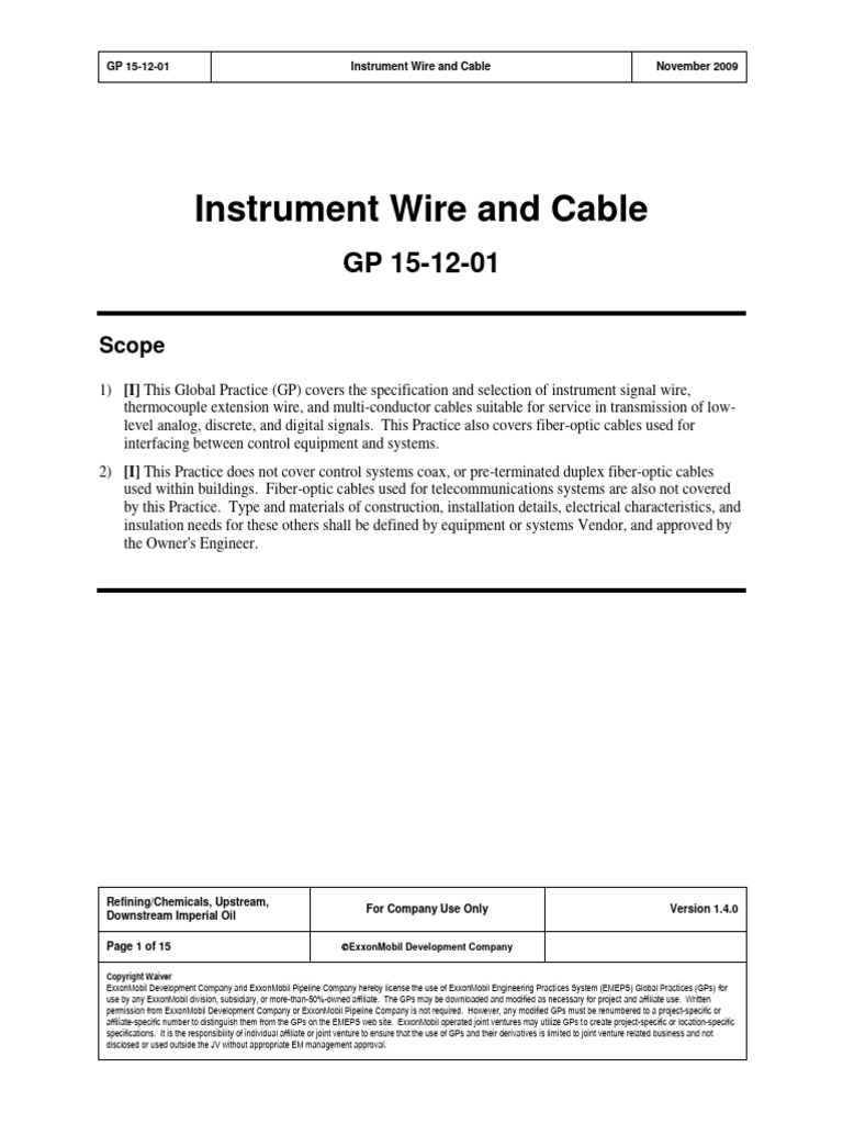 Instrument Wire and CableS | PDF | International Electrotechnical ...