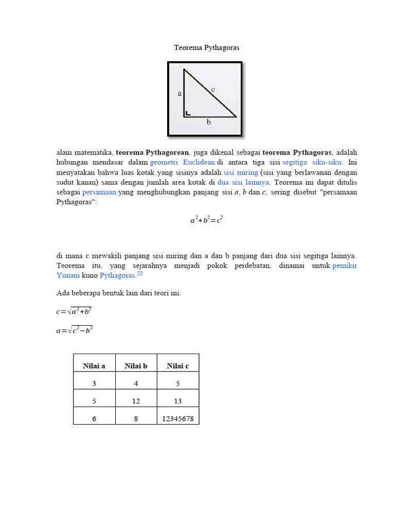 Teorema Pythagoras | PDF