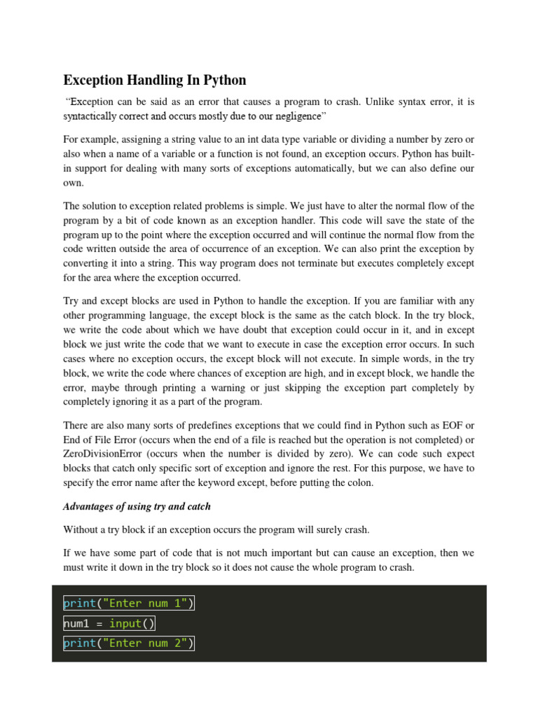 Exception Handling in Python | PDF | Computer File | File Format