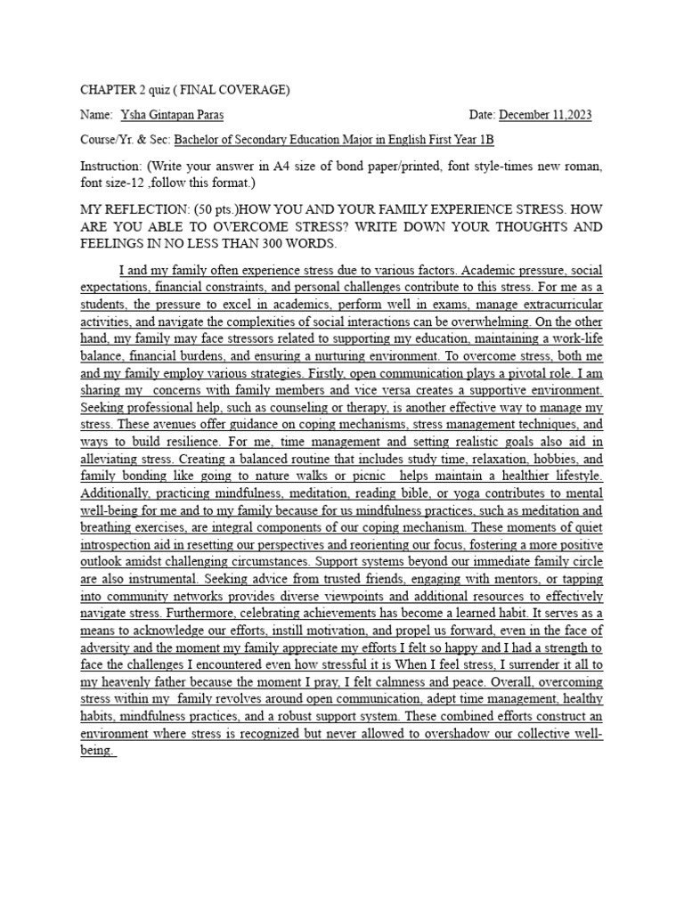 UTS Assignment | PDF | Stress (Biology) | Mindfulness