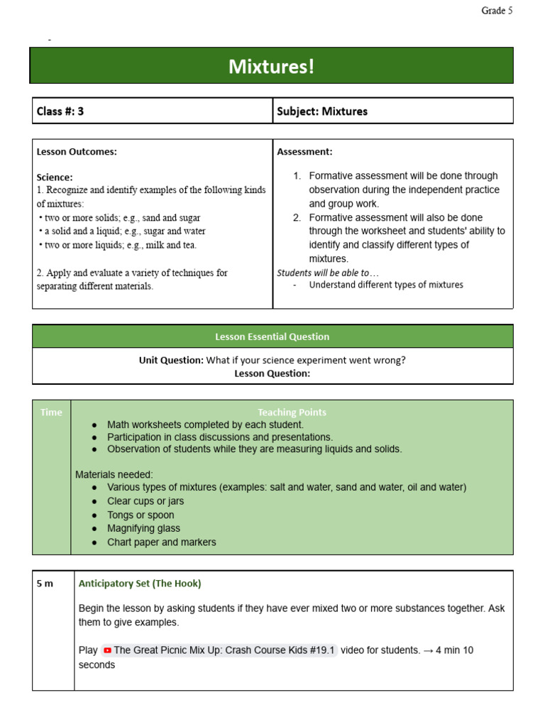Lesson 03 - Mixtures | PDF | Mixture | Water