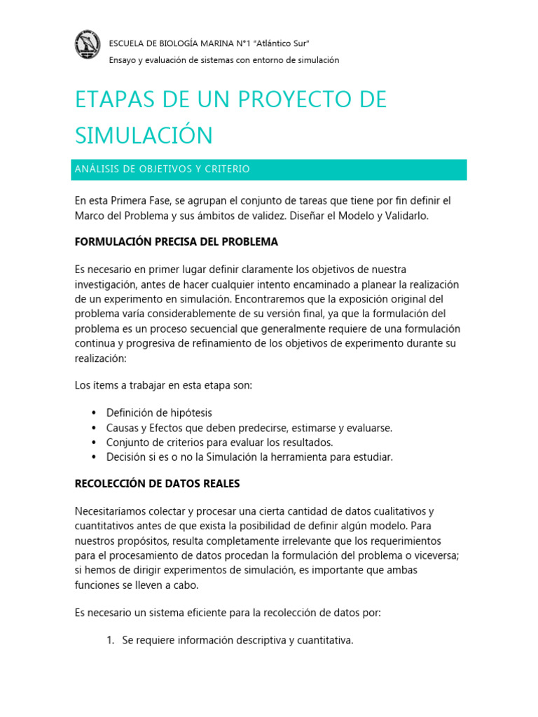 Etapas de proyecto de simulación | PDF | Simulación | Software