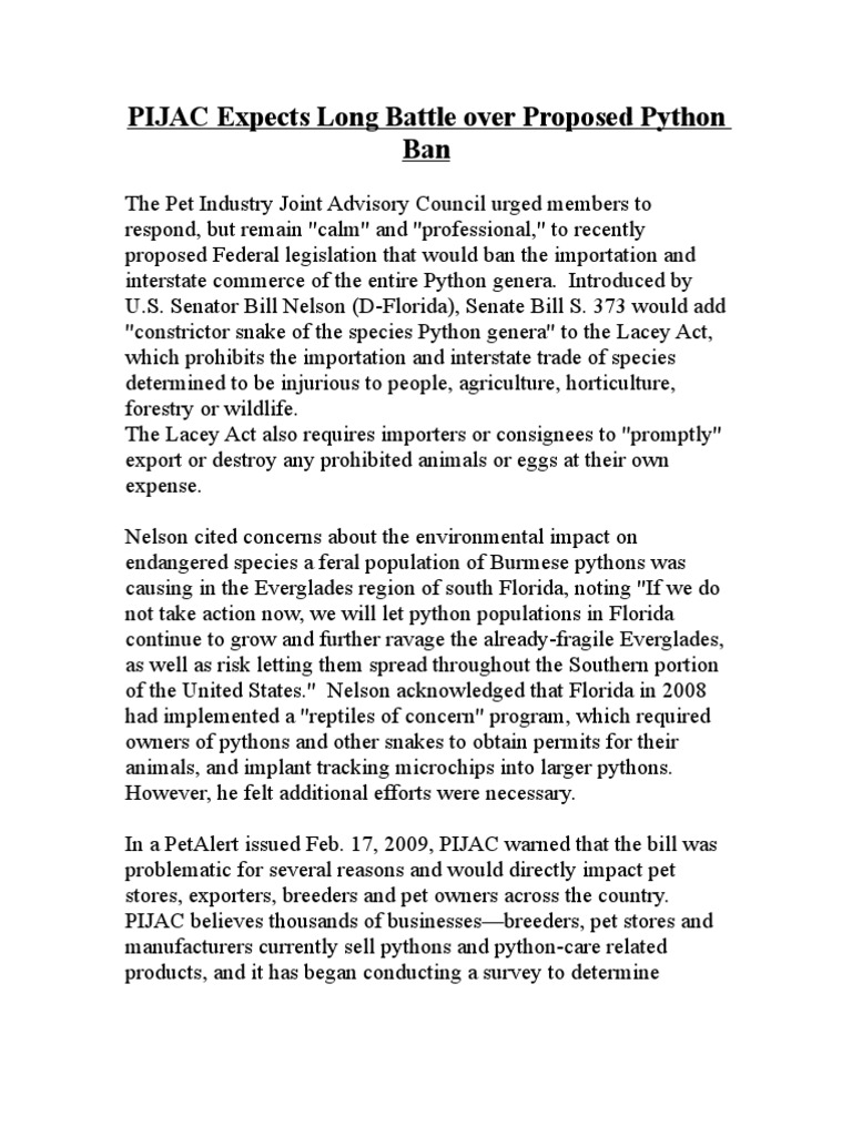 Python Ban | PDF | Conservation