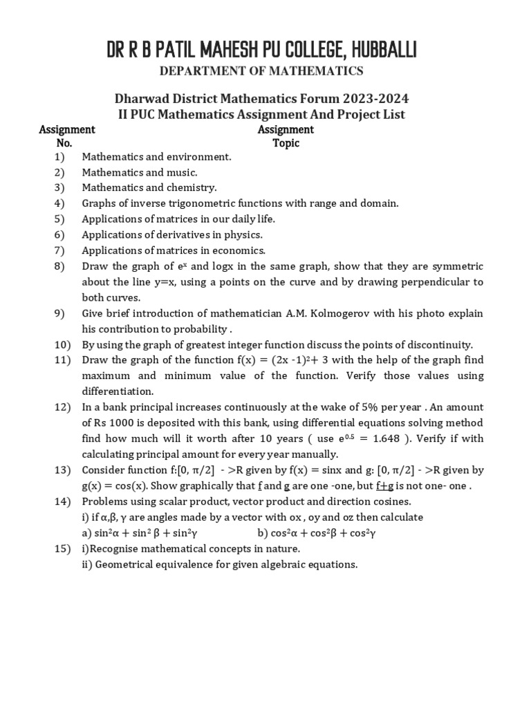 Assignment Allotment | PDF | Function (Mathematics) | Trigonometric Functions