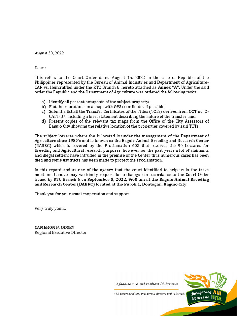 Generic Letter For Court Order | PDF