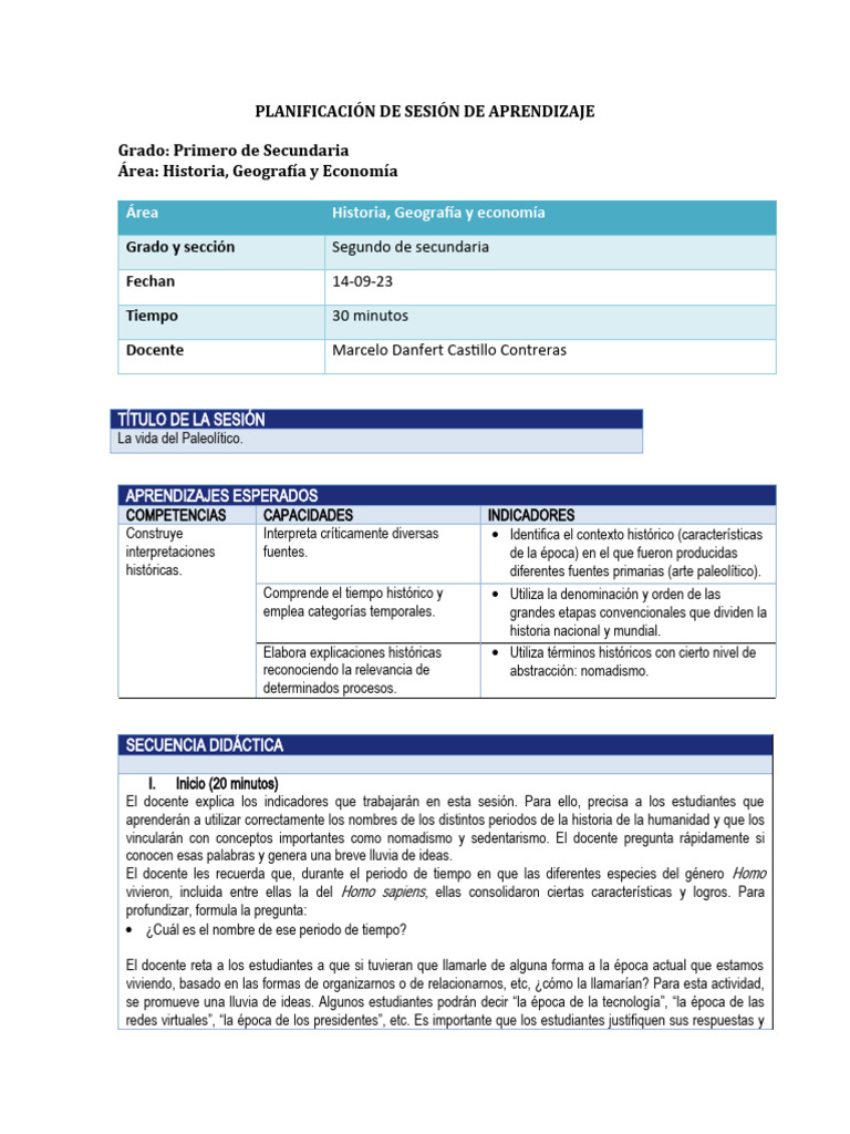 HGE1 - U2-SESION2 Marcelo | PDF | Paleolítico | Humano