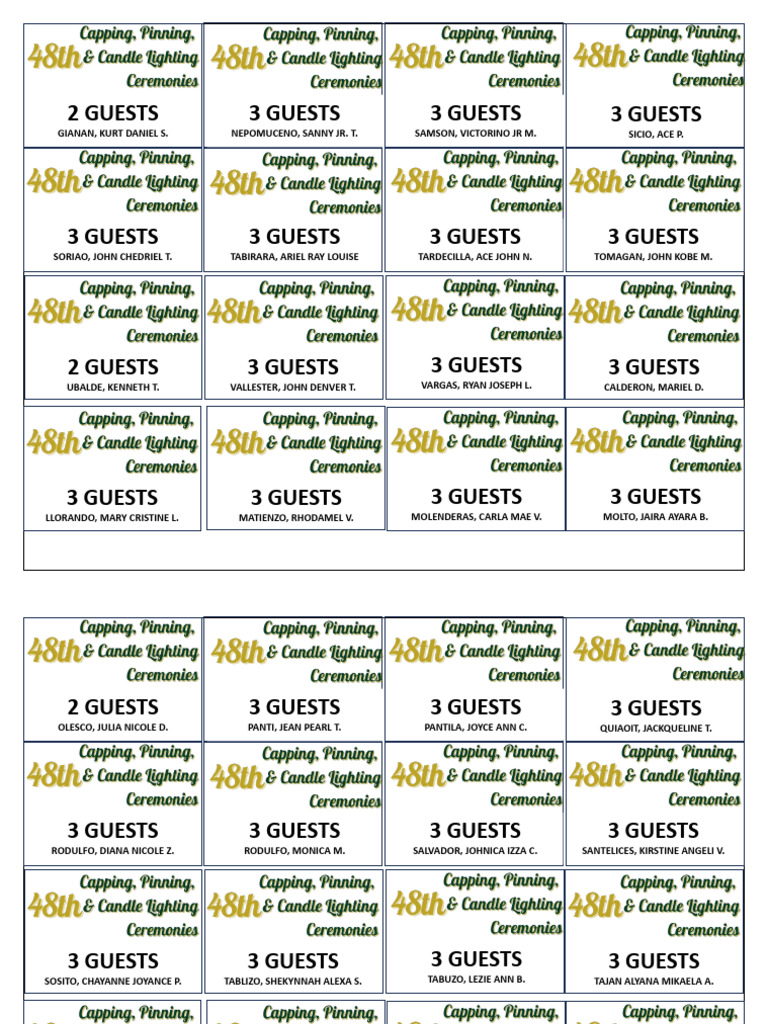 48th Capping, Pinning and Candle Lighting Ceremony MEAL STAB | PDF | Social Science | Art