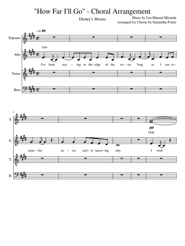 "How Far I'll Go" Choral Arrangement | PDF | Pitch (Music) | Music ...