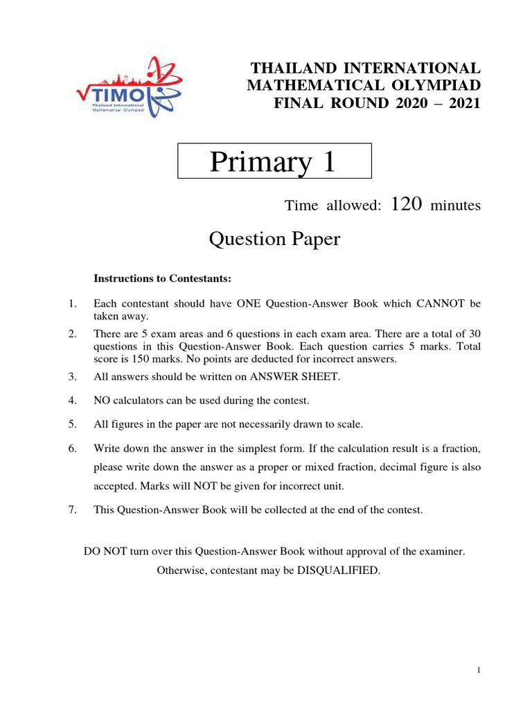 TIMO Final 2020-2021 P1 | PDF | Numbers | Mathematics