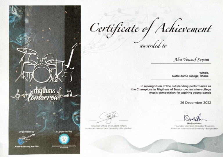 AIUB Certificate | PDF