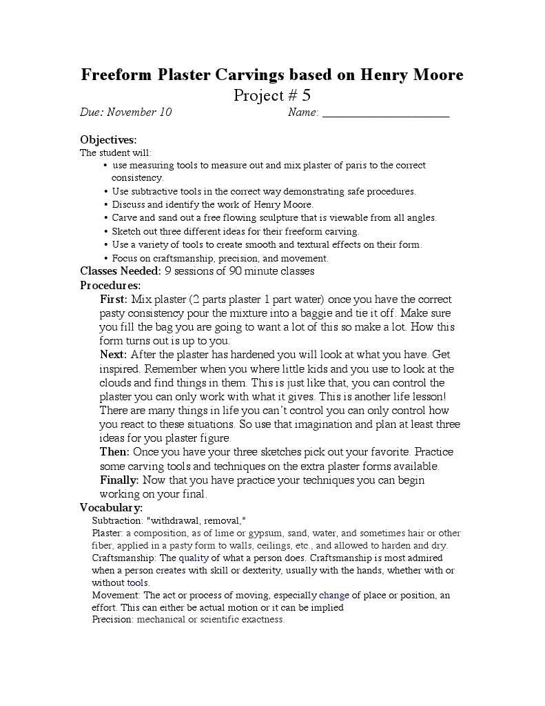 Freeform Plaster Carvings Based On Henry Moore | PDF | Art