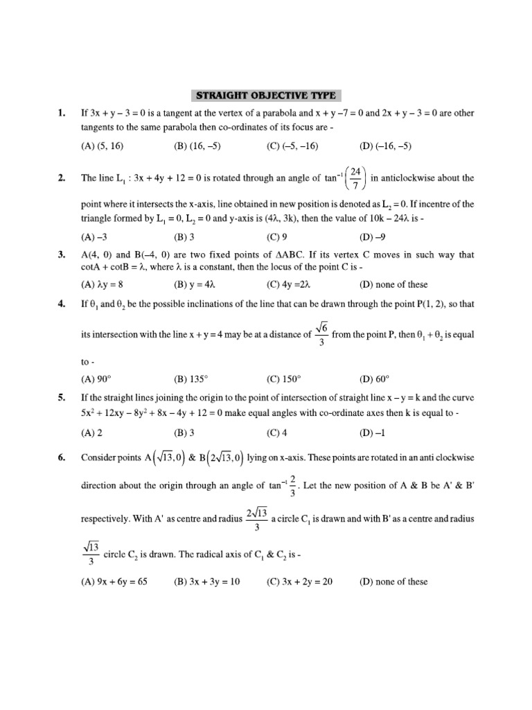 Coordinate Geometry Question Bank Level-1 | PDF