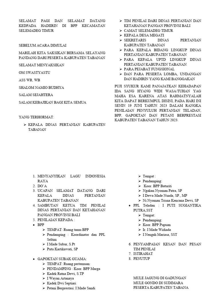 Penilaian Penyuluh Pertanian Tabanan 2023 | PDF